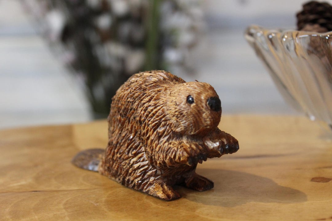 Hand Carved Wooden Beaver Figurine - Etsy