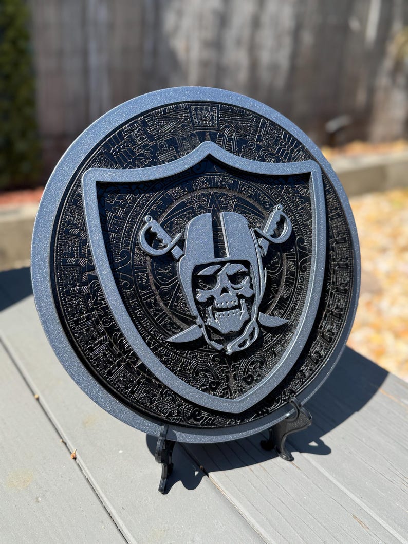 12” Raiders Skull With Aztec Calendar - Etsy