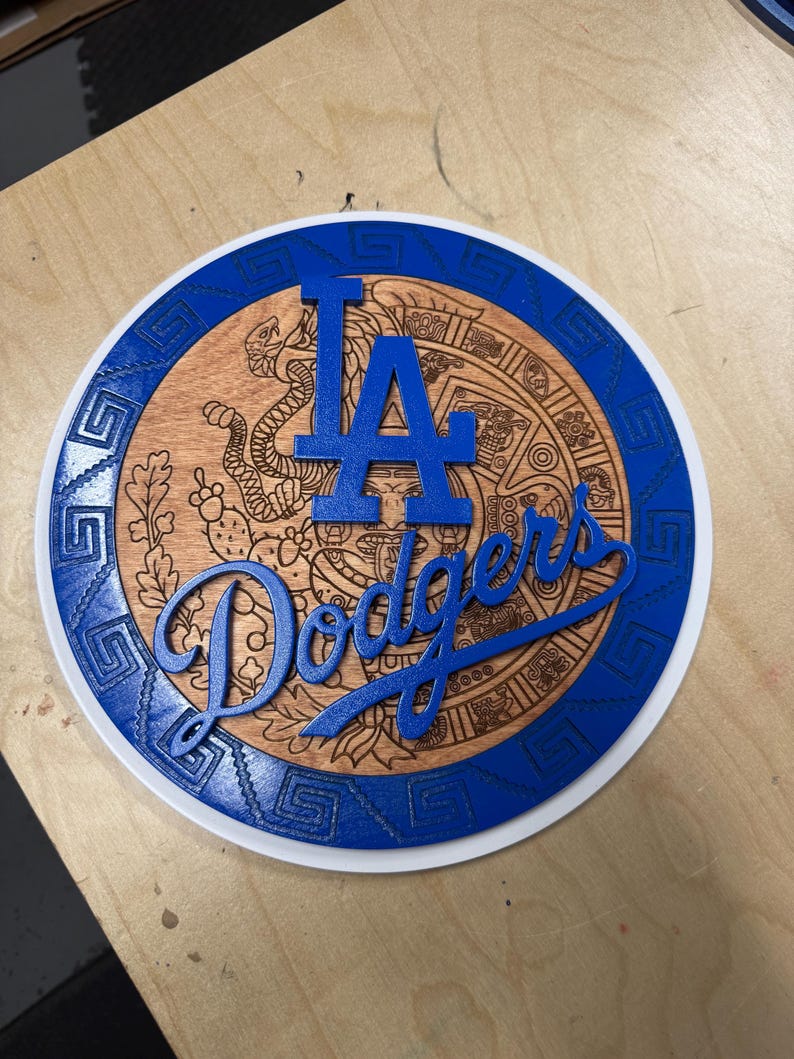 12” LA Dodger’s Logo on Aztec Calendar and Mexican Eagle - Etsy