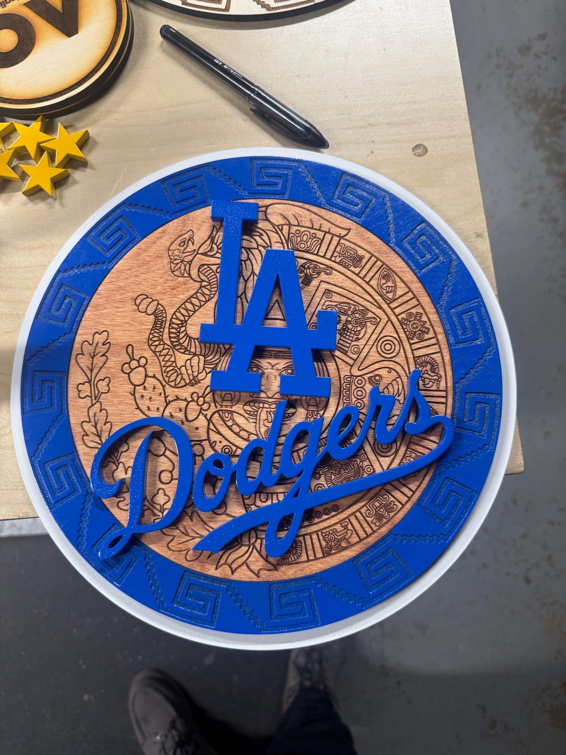 12” LA Dodger’s Logo on Aztec Calendar and Mexican Eagle - Etsy
