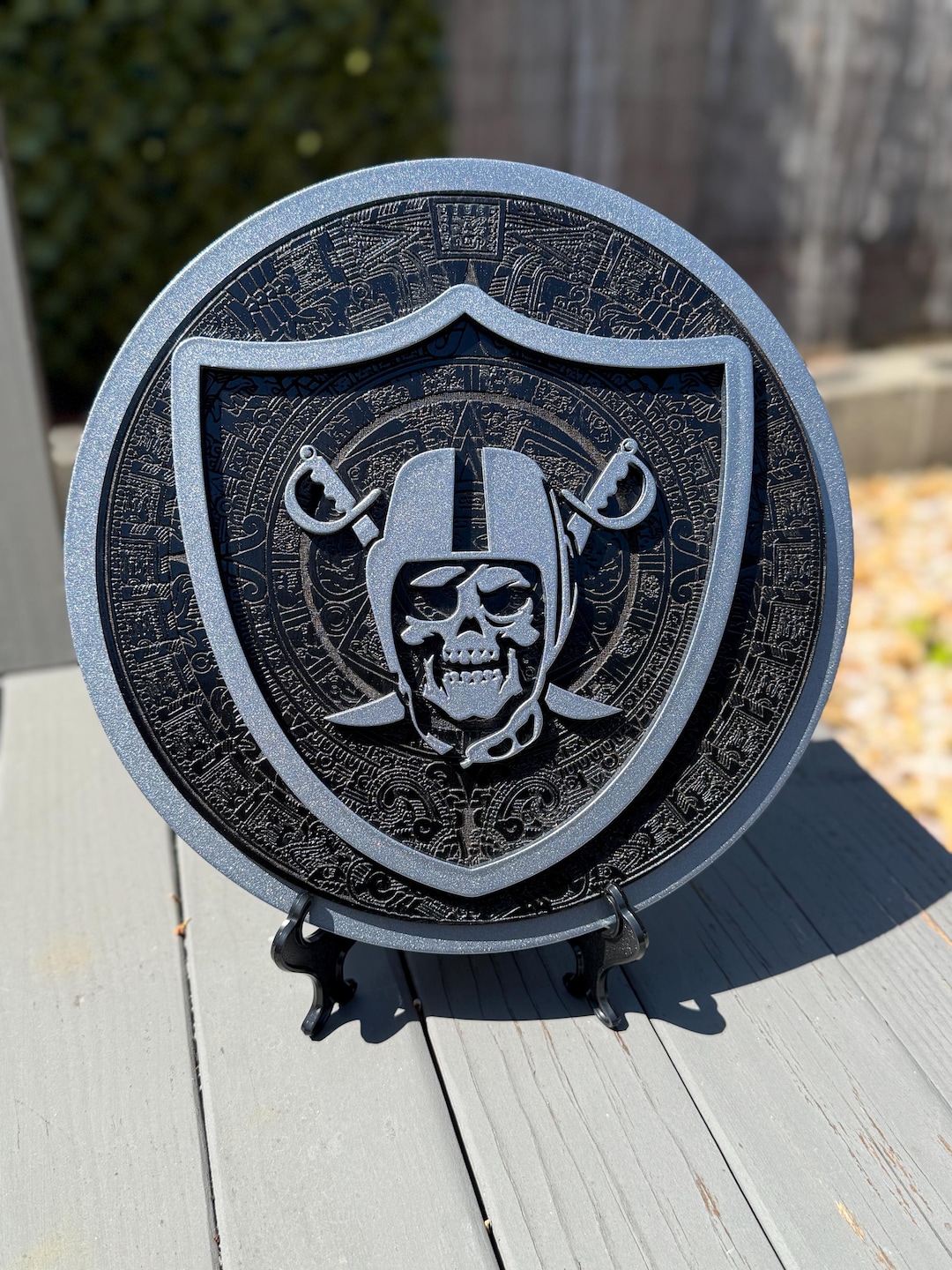 12” Raiders Skull With Aztec Calendar - Etsy