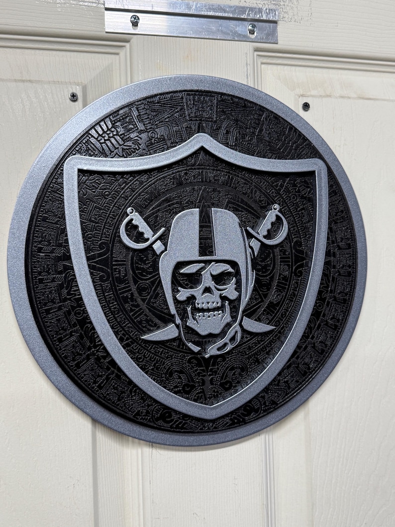 12” Raiders Skull With Aztec Calendar - Etsy