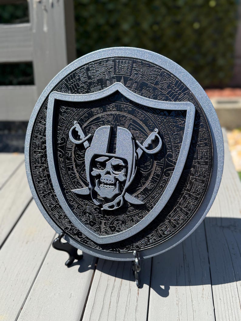 12” Raiders Skull With Aztec Calendar - Etsy