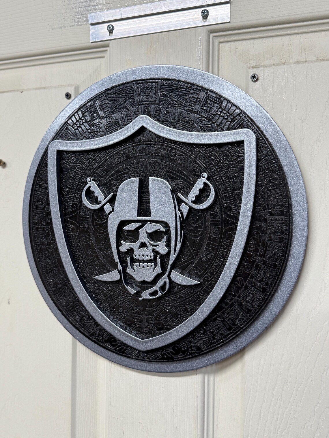 12” Raiders Skull With Aztec Calendar - Etsy