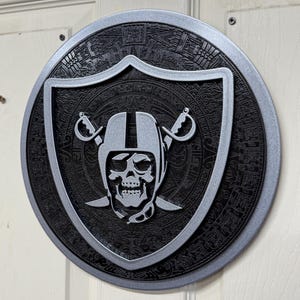 12” Raiders Skull With Aztec Calendar - Etsy