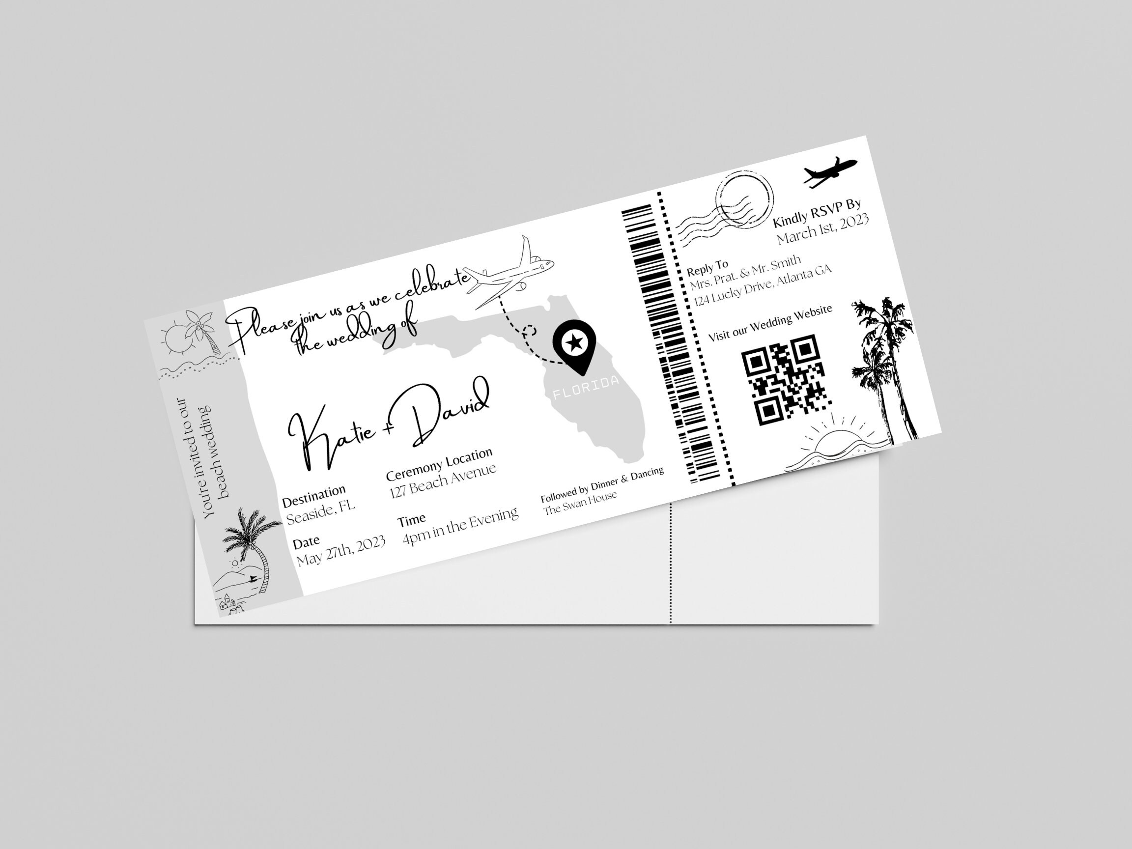 Boarding Pass Wedding Invitation Boarding Pass Template Boarding Pass Invite Destination Wedding