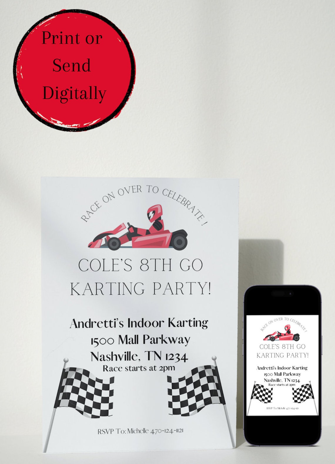 Go Kart Invitation Go Karting Party Kid's Birthday - Etsy