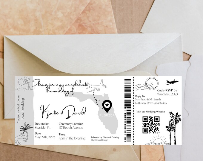Boarding Pass Wedding Invitation Boarding Pass Template Boarding Pass ...