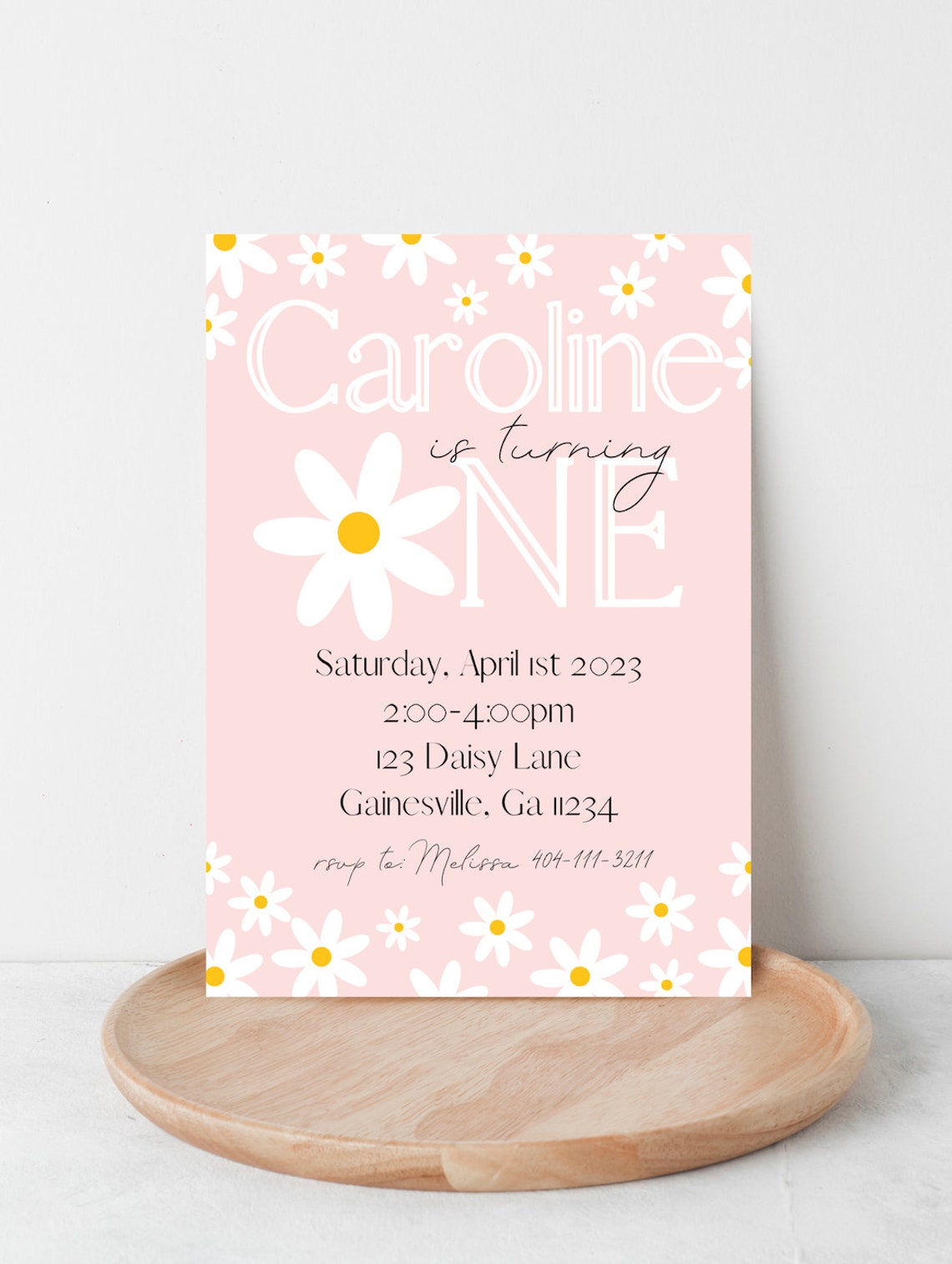 Daisy First Birthday Invitation, Retro Daisy First Birthday Invitations ...