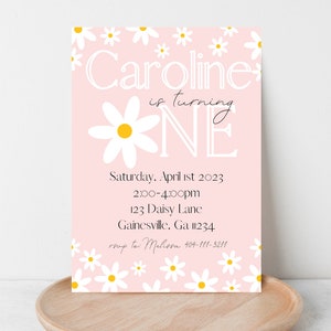 Daisy First Birthday Invitation, Retro Daisy First Birthday Invitations ...