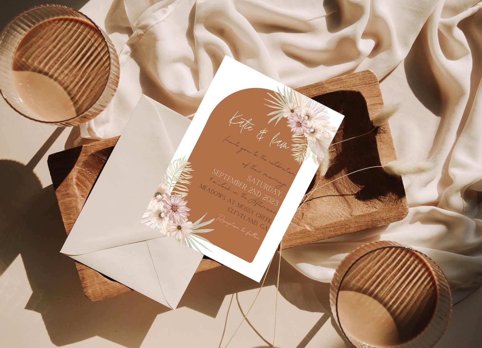 Boho Wedding Invitation Pampas Grass Wedding Invitation Bohemian ...