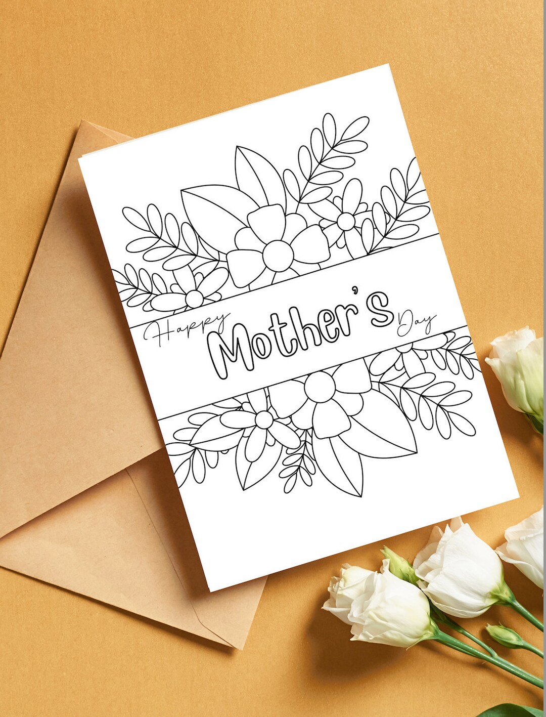 Printable Coloring Mothers Day Card Digital Download Coloring Page Card ...