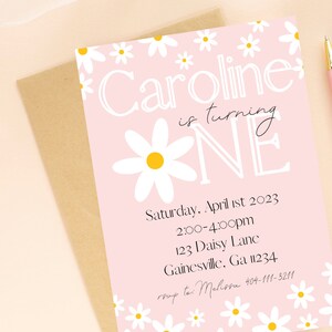 Daisy First Birthday Invitation, Retro Daisy First Birthday Invitations ...