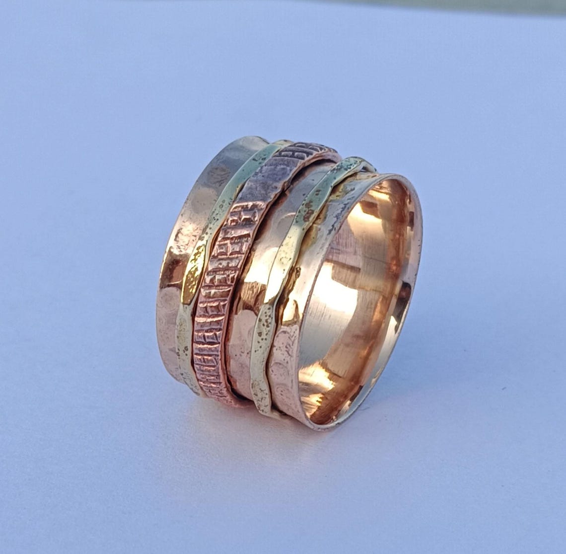 Solid Copper Ring, Handmade Copper Ring, Meditation Spinner Ring, Thumb ...
