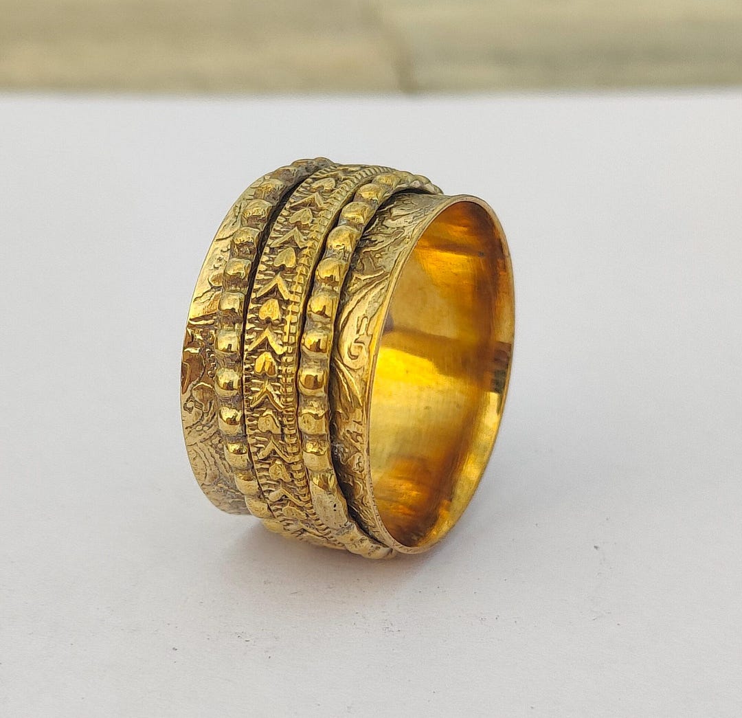 Brass Spinner Ring, Solid Brass Woman Ring, Meditation Ring, Handmade ...