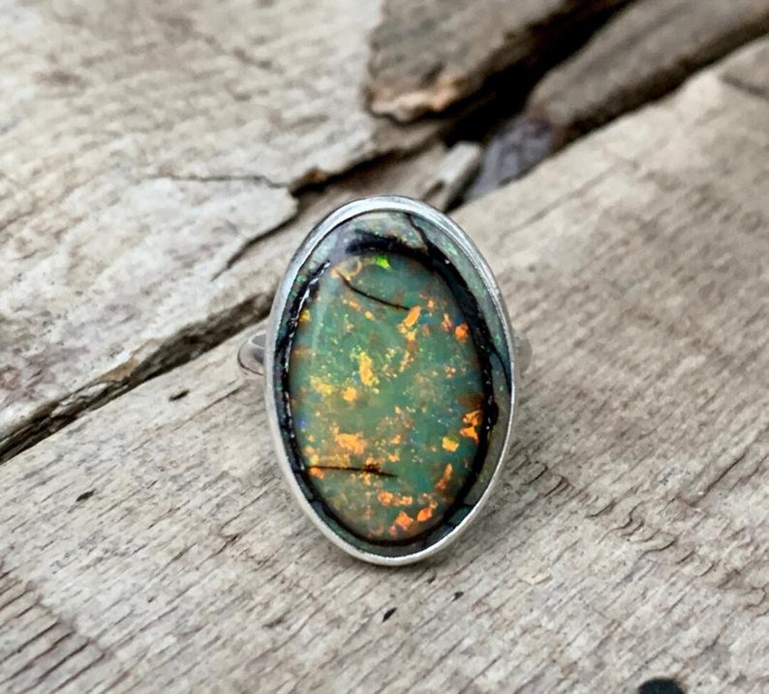 Beautiful Multi Fire Opal Sterling Silver Ring Handmade - Etsy