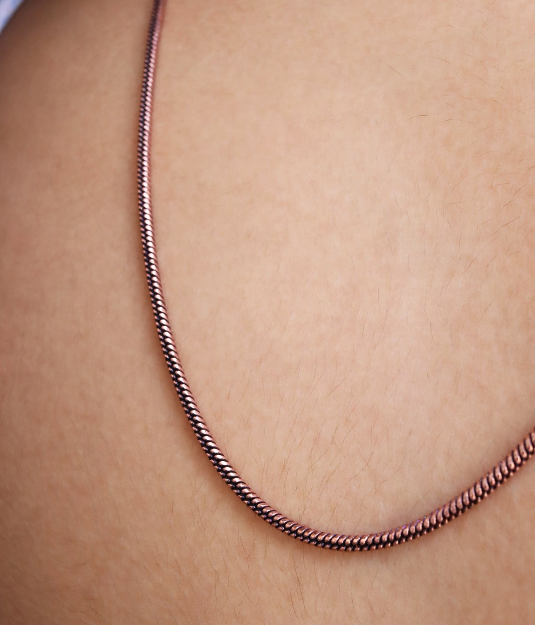 Heavy Antiqued Copper Shake Chain Necklace Pendant Handmade Pure Copper ...