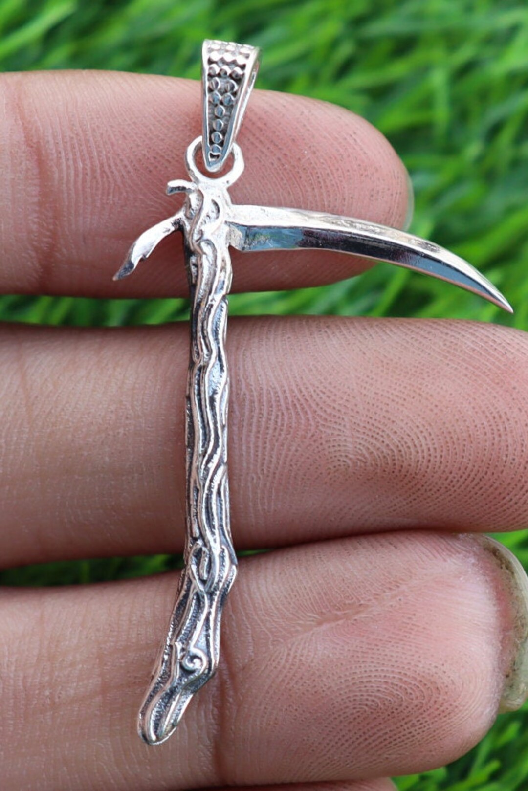 Sterling Silver Jewelry, Handmade Pendant, Gift for Him, Scythe Pendant ...