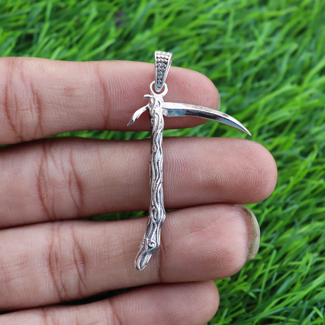 Sterling Silver Jewelry, Handmade Pendant, Gift for Him, Scythe Pendant ...