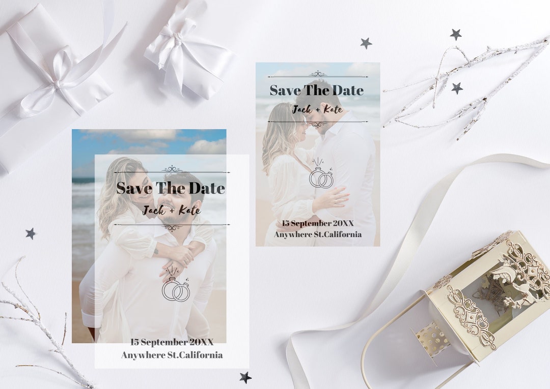 4x6 & 5x7 Elegant Wedding Invitation Template | Vellum Save the Dates ...