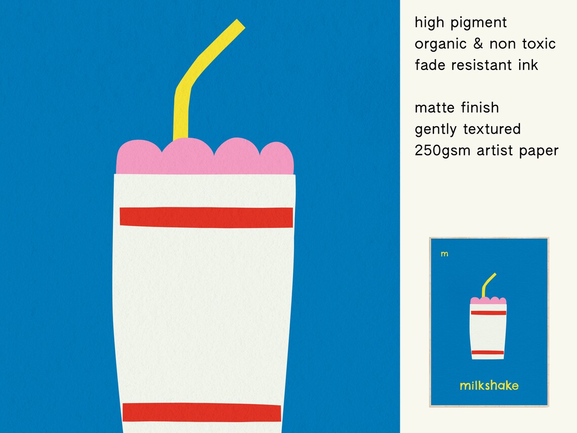 Milkshake Print | for Kids Nursery, Playroom, Bedroom | Modern Kids ...