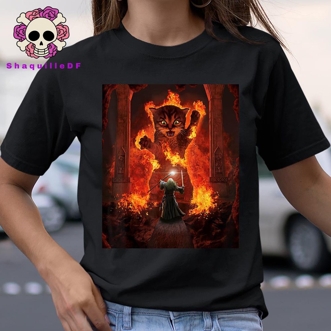 Balrog Cat T-shirt, Artistic Cat, Design Fantasy, Cat Shirt Mystical ...