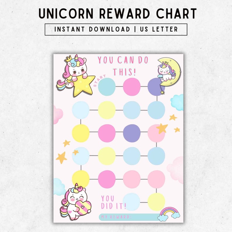 Unicorn Reward Chart Printable Unicorn Behavior Chart Daily Chore Chart ...