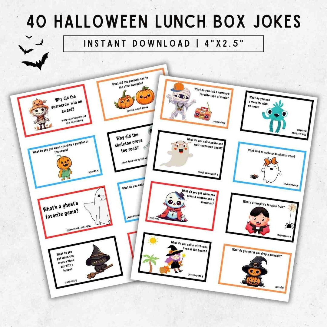 Halloween Lunch Box Jokes Printable Lunch Box Notes Jokes - Etsy UK