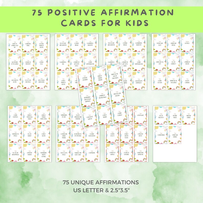 75 Kids Affirmation Cards Printable Lunch Box Notes - Etsy Australia