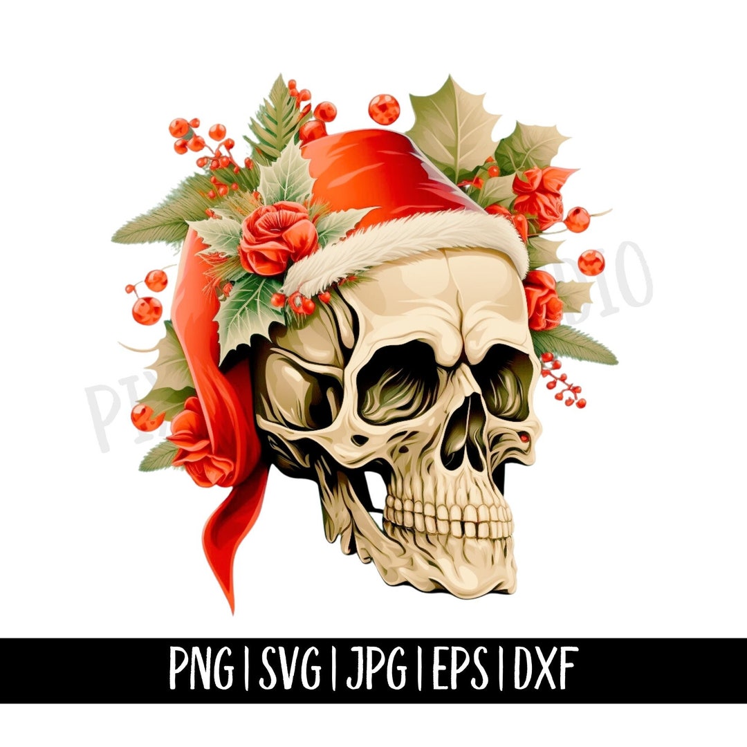 Christmas Skull Svg Santa Skull Svg Spooky Christmas Svg - Etsy