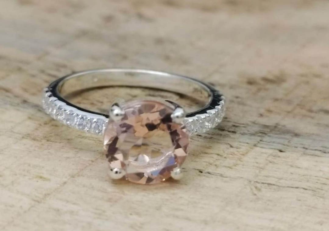 Natural Morganite 3.00 Carat Ring, 925 Sterling Silver, Handmade Ring ...