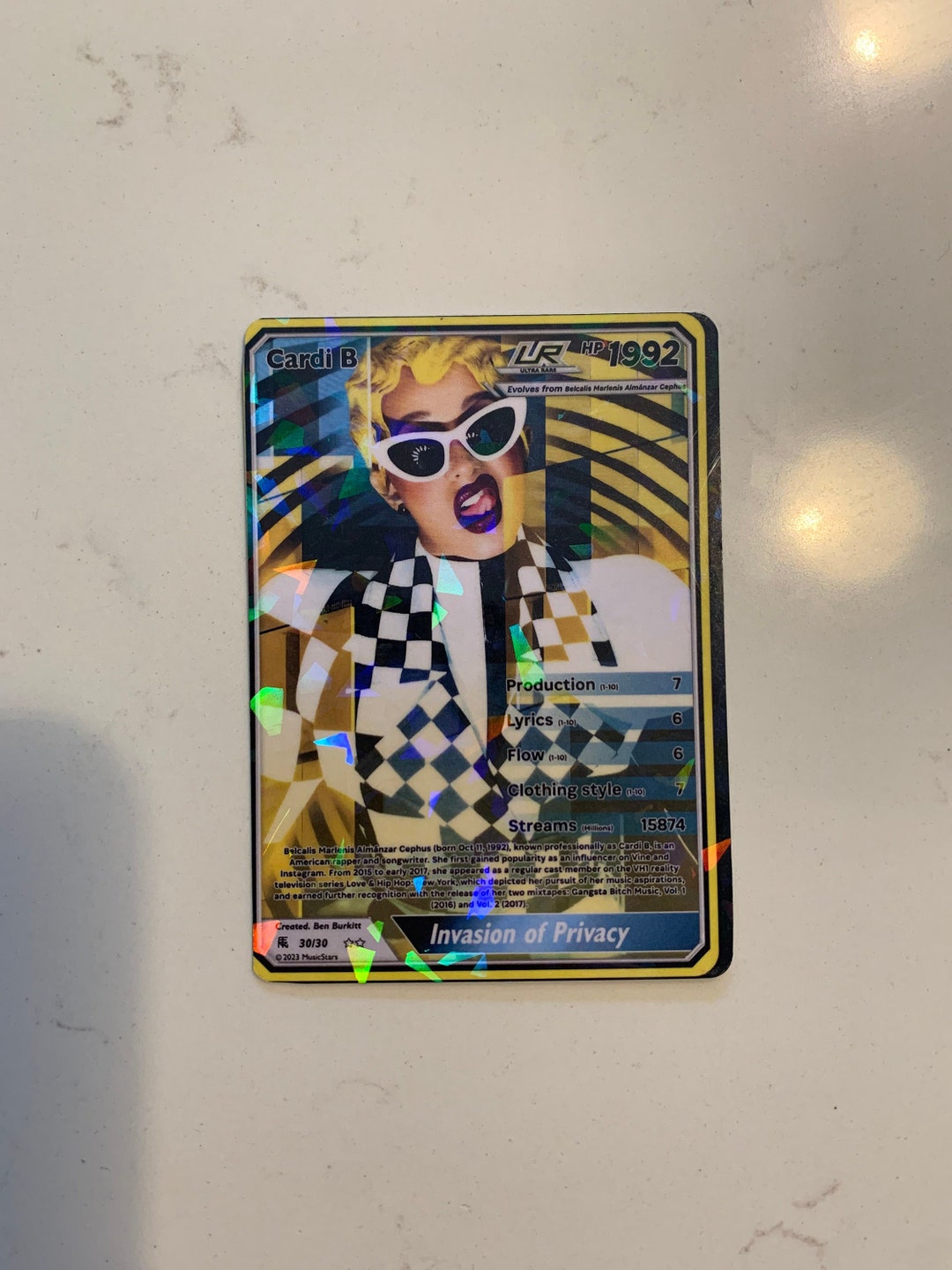 Cardi B Rapper Custom Trading Card 300 GSM 30 of 30 - Etsy