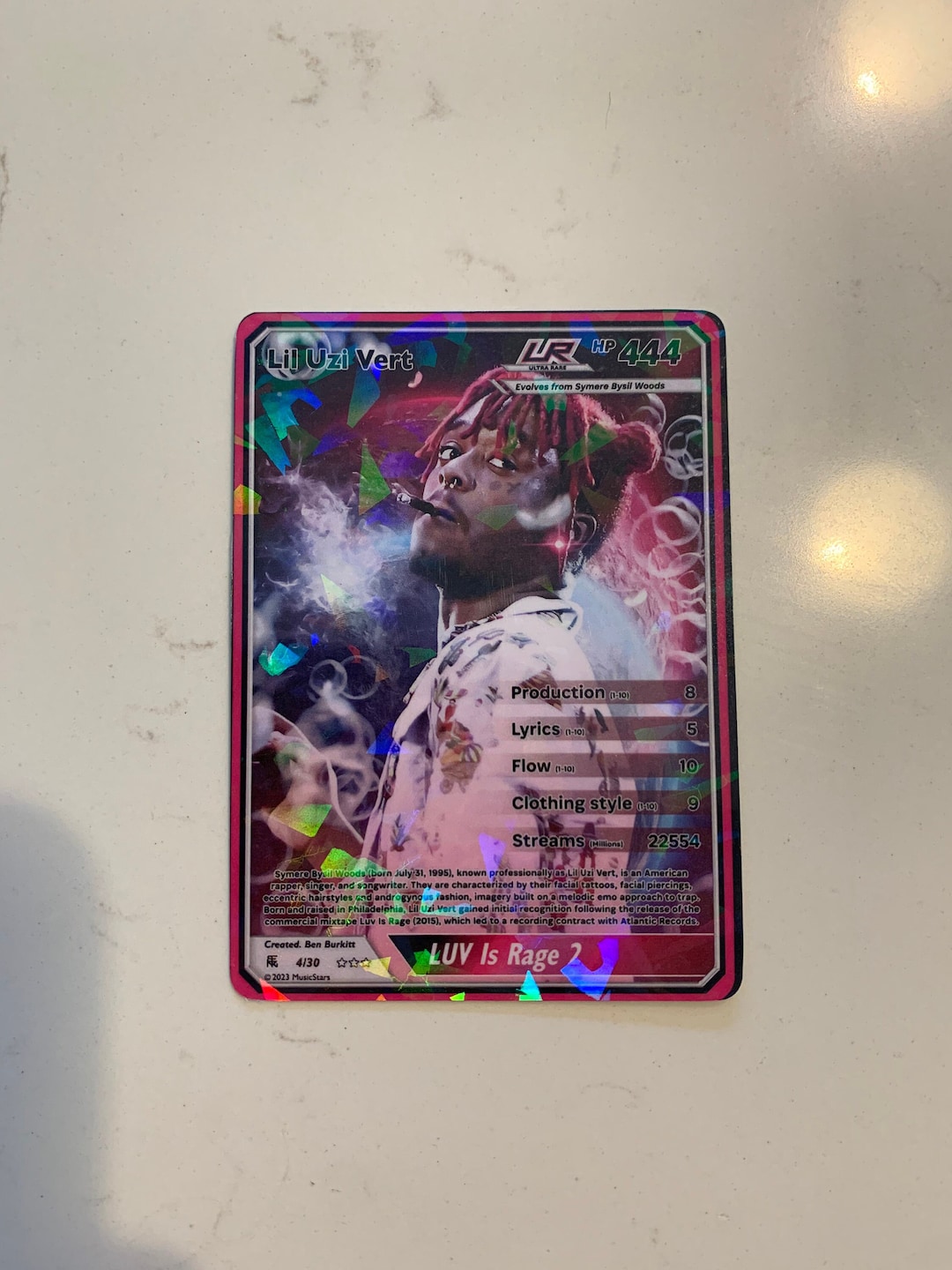 Lil Uzi Vert Rapper Custom Trading Card 300 GSM 4 of 30 - Etsy