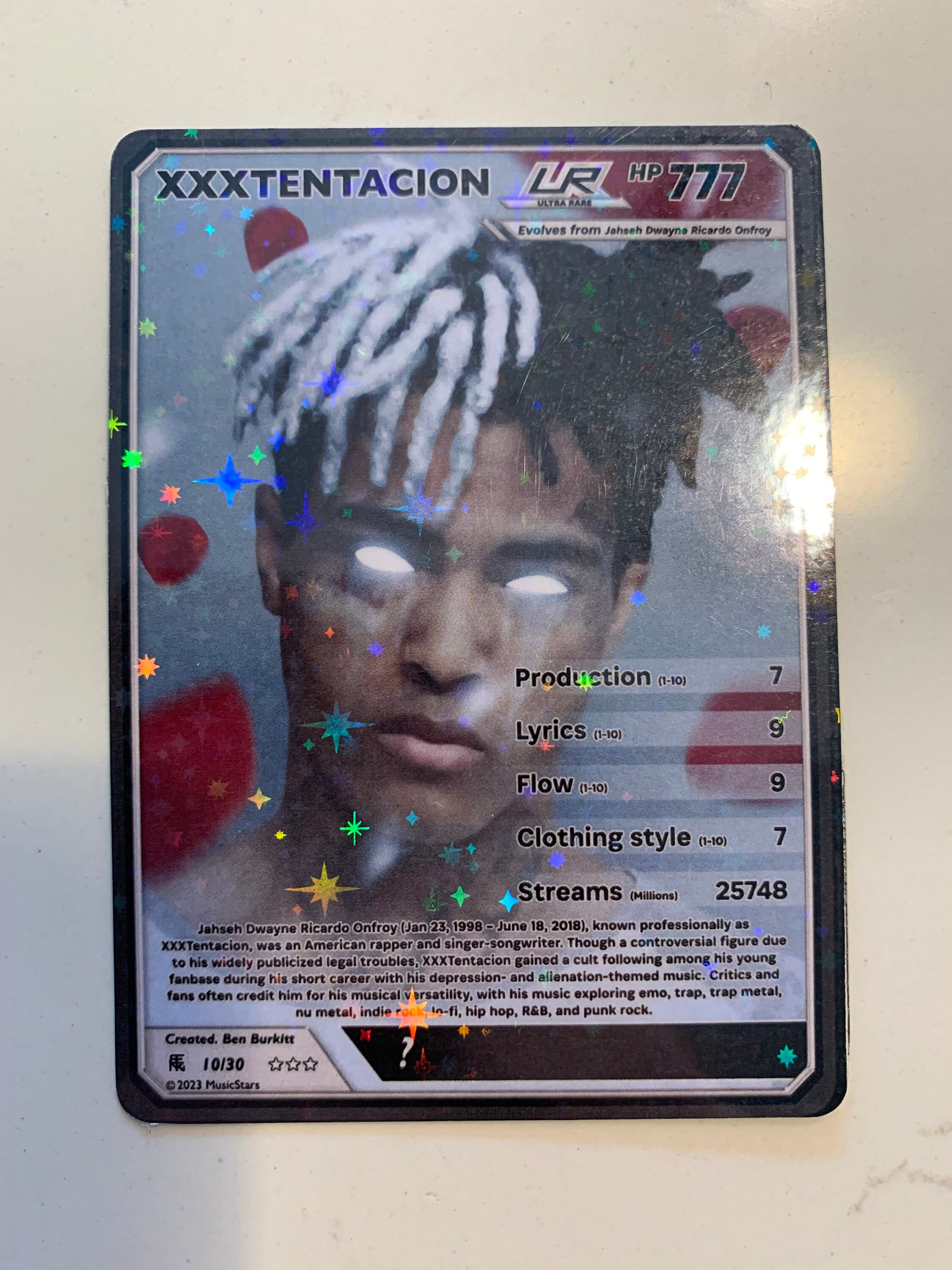 XXXTENTACION Rapper Custom Trading Card 300 GSM 10 of 30 - Etsy