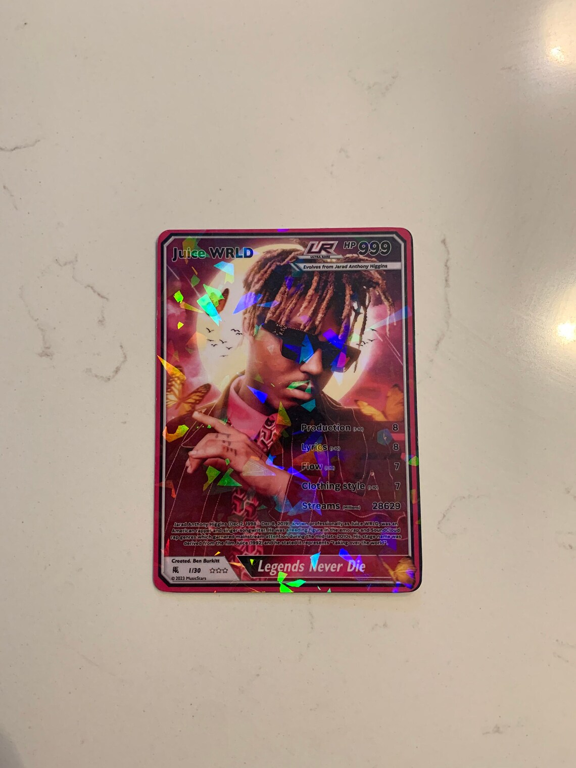 Juice WRLD Late Rapper Custom Trading Card 300 GSM 1 of 30 - Etsy