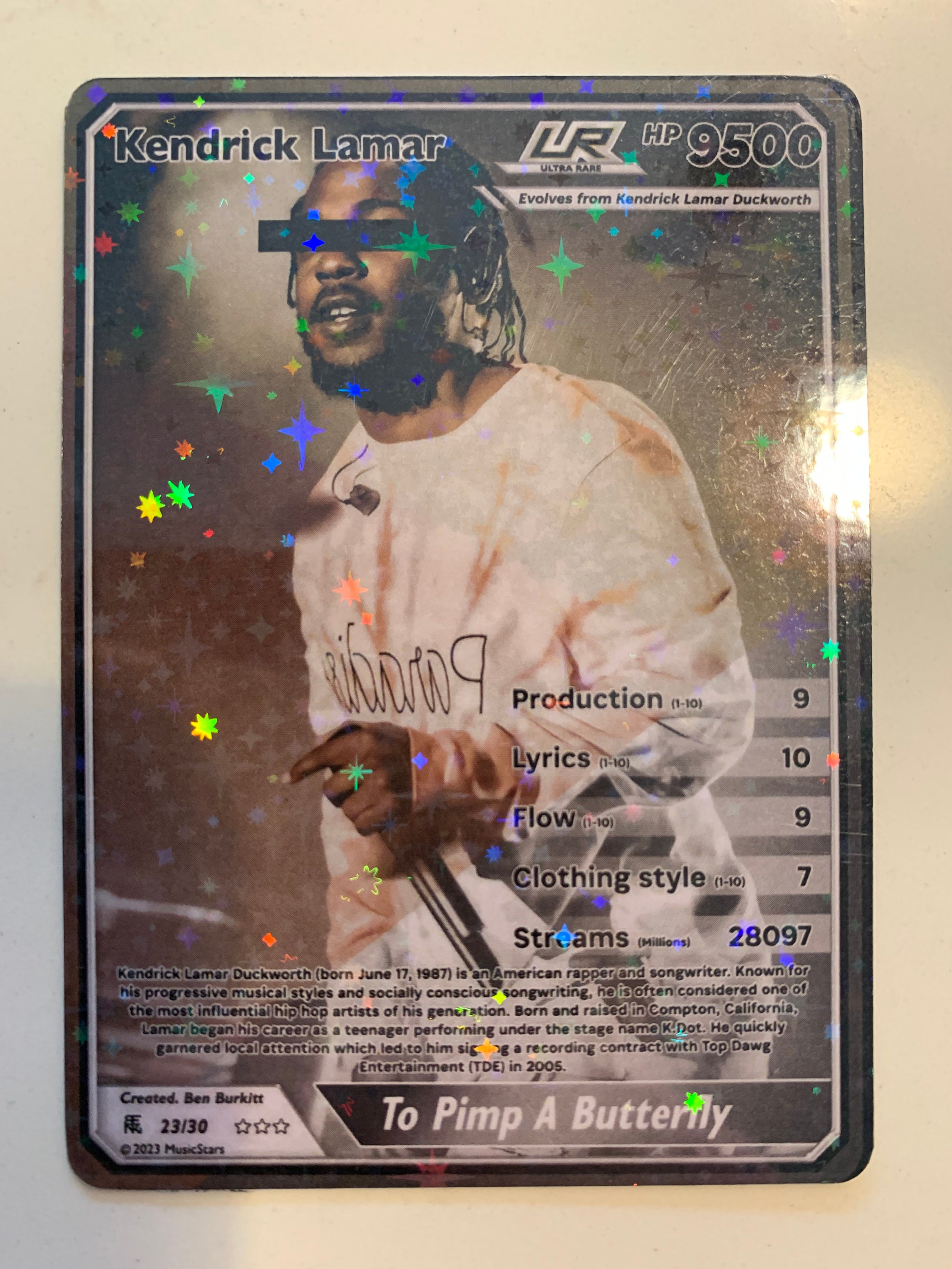 Kendrick Lamar Rapper Custom Trading Card 300 GSM 23 of 30 - Etsy