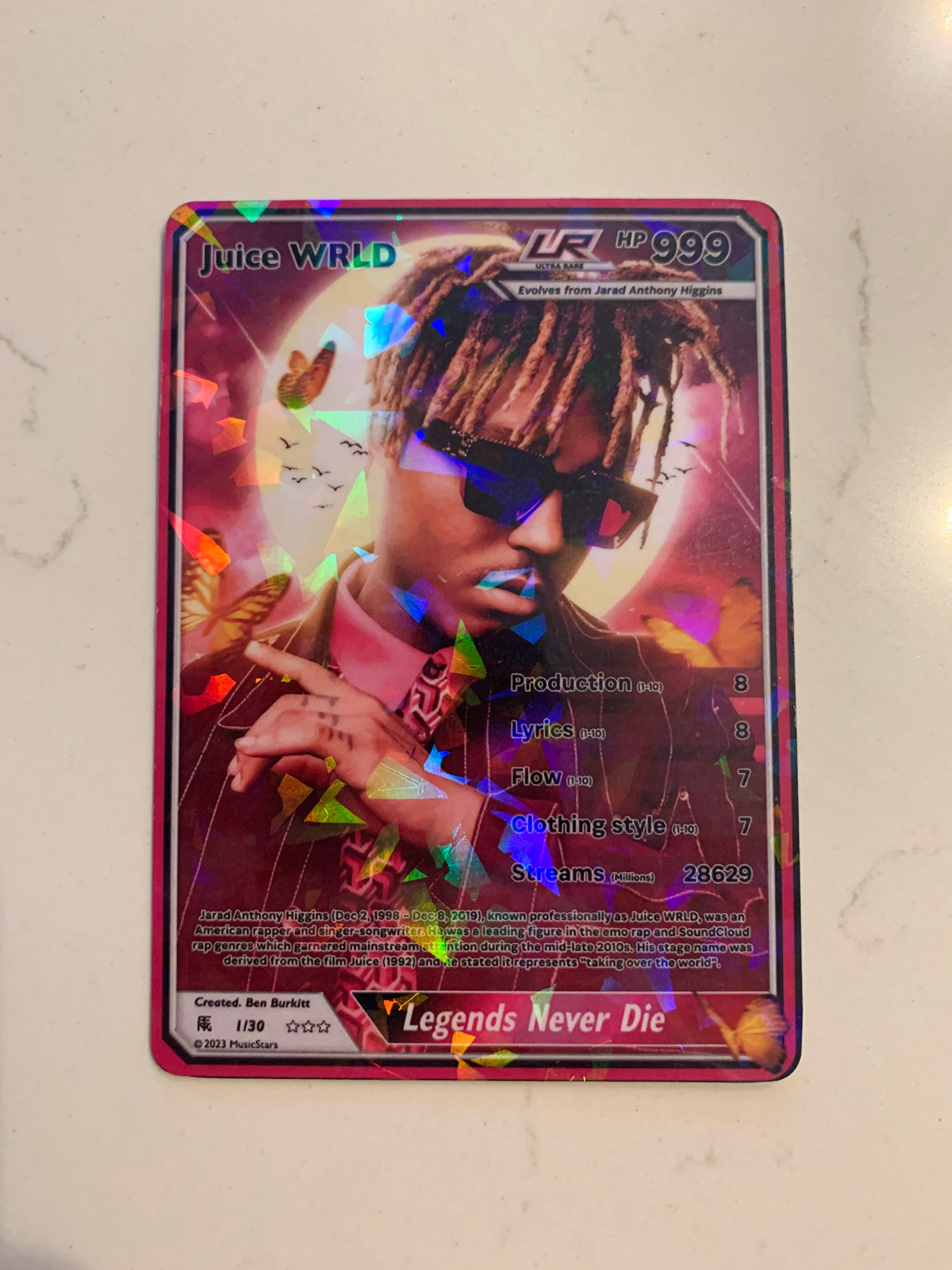 Juice WRLD Late Rapper Custom Trading Card 300 GSM 1 of 30 - Etsy