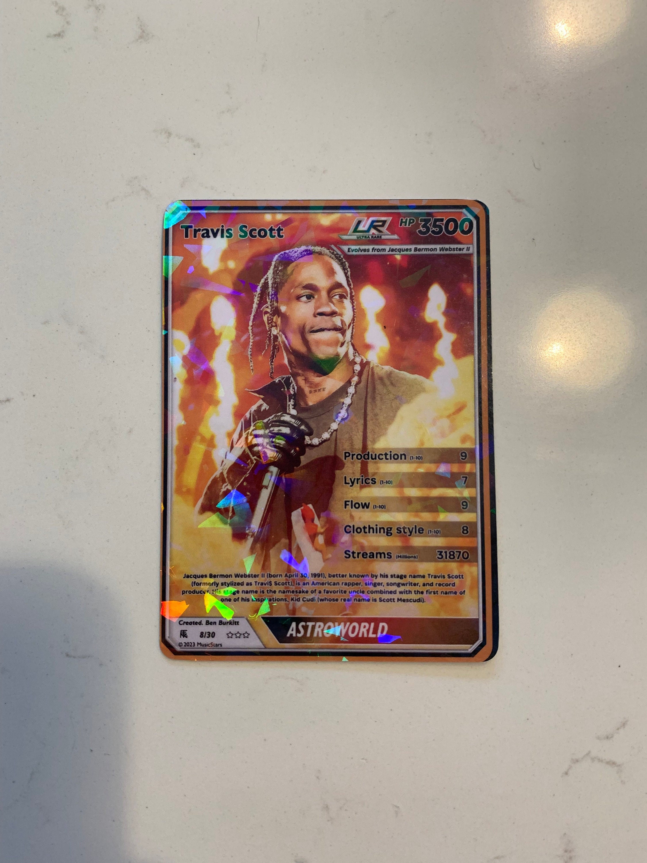 Travis Scott Rapper Custom Trading Card 300 GSM 8 of 30 - Etsy UK