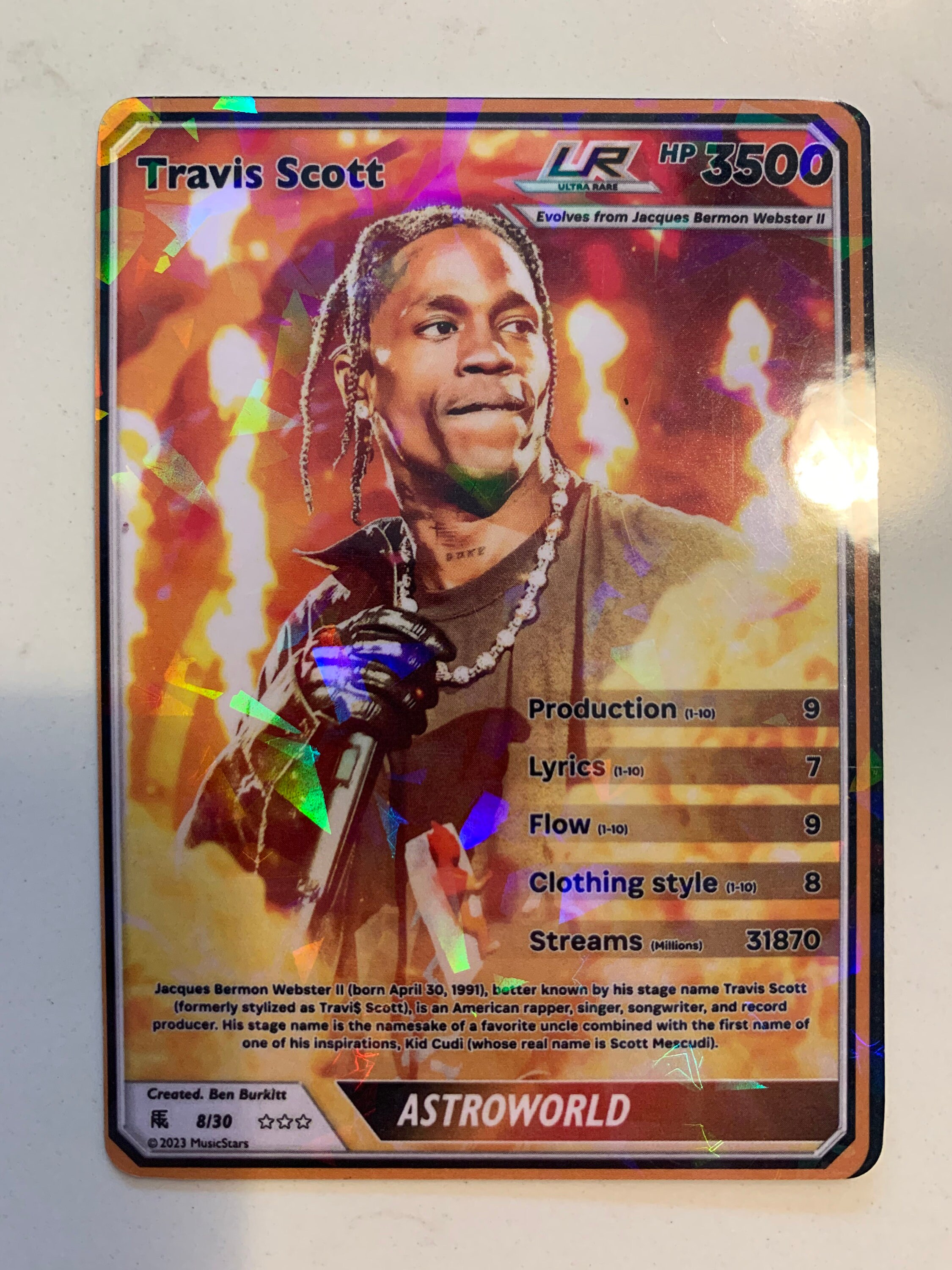 Travis Scott Rapper Custom Trading Card 300 GSM 8 of 30 - Etsy UK