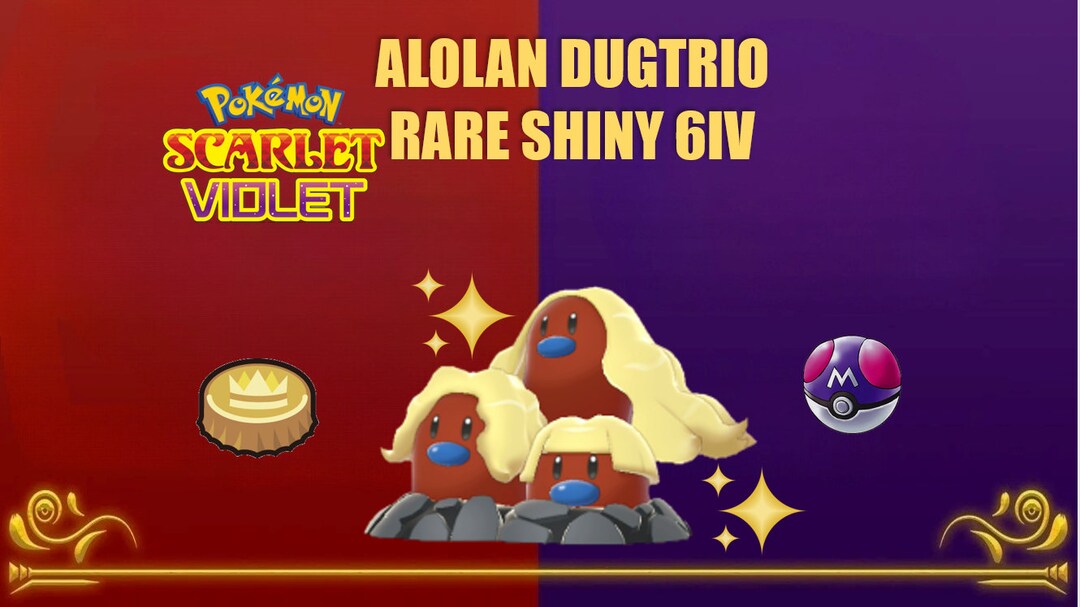 Pokémon Scarlet and Violet/ Rare Dugtrio Alolan/ Shiny 6IV / Level 100/masterball/ - Etsy