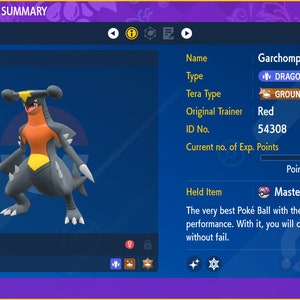 8X Bundle garchomp, Dragonite and More/ Shiny 6IV/ Level 100/masterball ...
