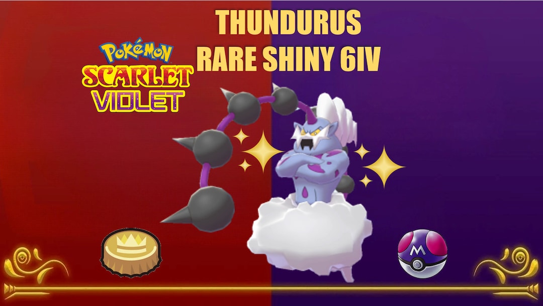 Pokémon Scarlet and Violet/ Rare Shiny Thundurus/ 6IV / Level 100/masterball/ - Etsy
