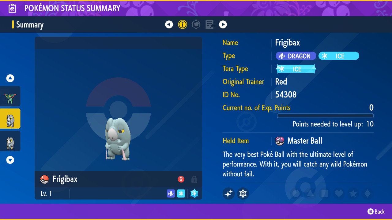 Pokémon Scarlet and Violet/frigibax/ Shiny 6IV / Level - Etsy UK