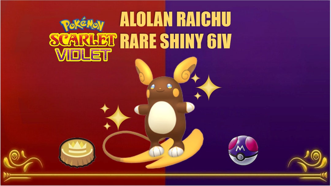 Pokémon Scarlet and Violet/ Rare Raichu Alolan/ Shiny 6IV / Level 100/masterball/ 100% Legal - Etsy