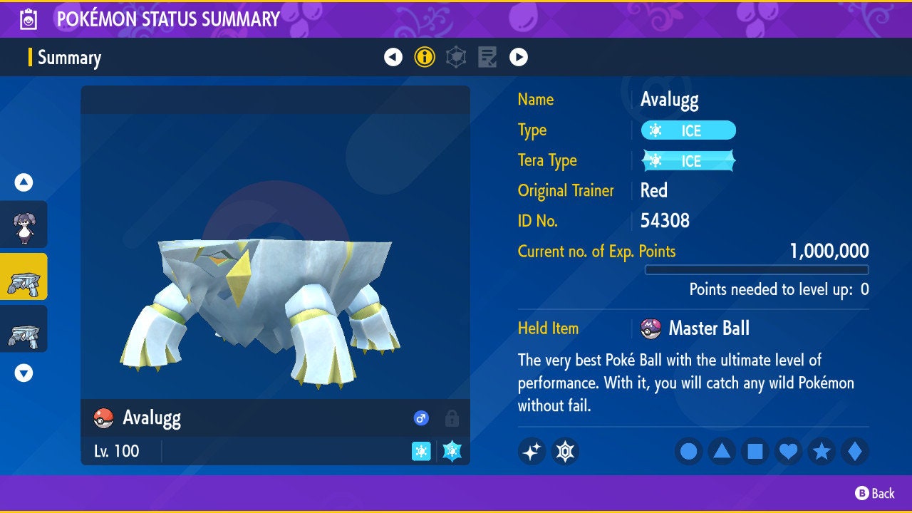 Avalugg/ 6IV Shiny/ Pokemon Scarlet and Violet/ Competitive Battle and Tera Raid Ready/ Level ...