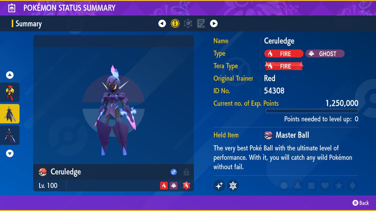 Pokémon Scarlet and Violet/ Ceruledge/ Shiny 6IV / Level 100/masterball/ 100% Legal - Etsy