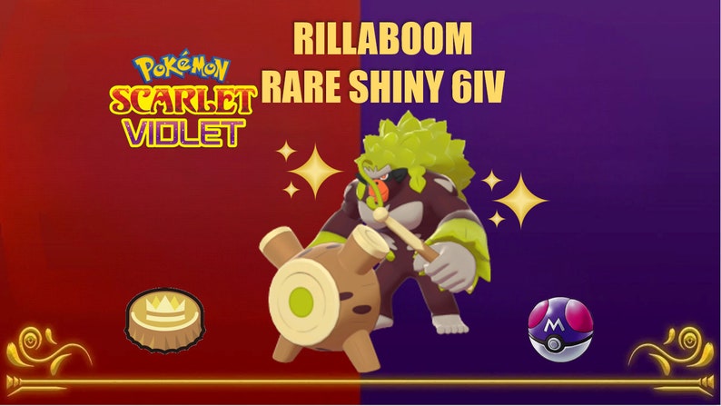 Pokémon Scarlet and Violet/ Rare Rillaboom/ Shiny 6IV / Level 100/masterball/ - Etsy