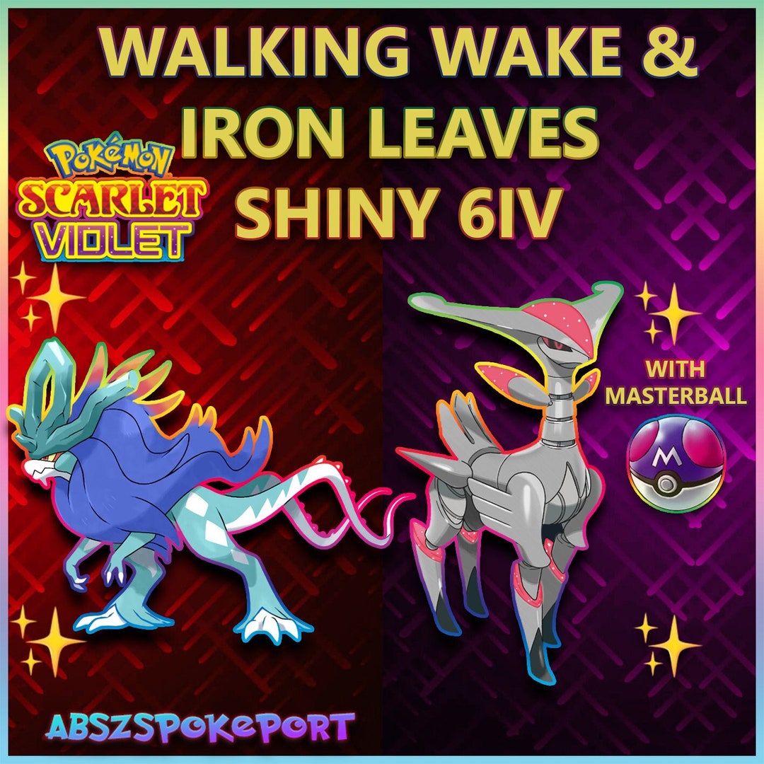 Rare Shiny Walking Wake and & Iron Leaves Pack/ Pokémon Scarlet and ...