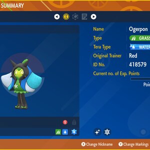 Pokémon Scarlet and Violet/ Rare Shiny Ogerpon Wellspring Mask/ 6IV ...