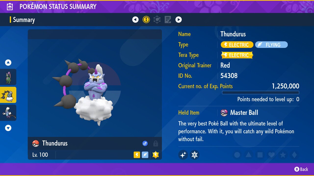Pokémon Scarlet and Violet/ Rare Shiny Thundurus/ 6IV / Level 100/masterball/ - Etsy